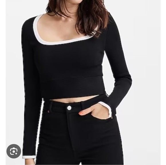 Express | Sweaters | Express Black Long Sleeve Cropped Sweater Large ...